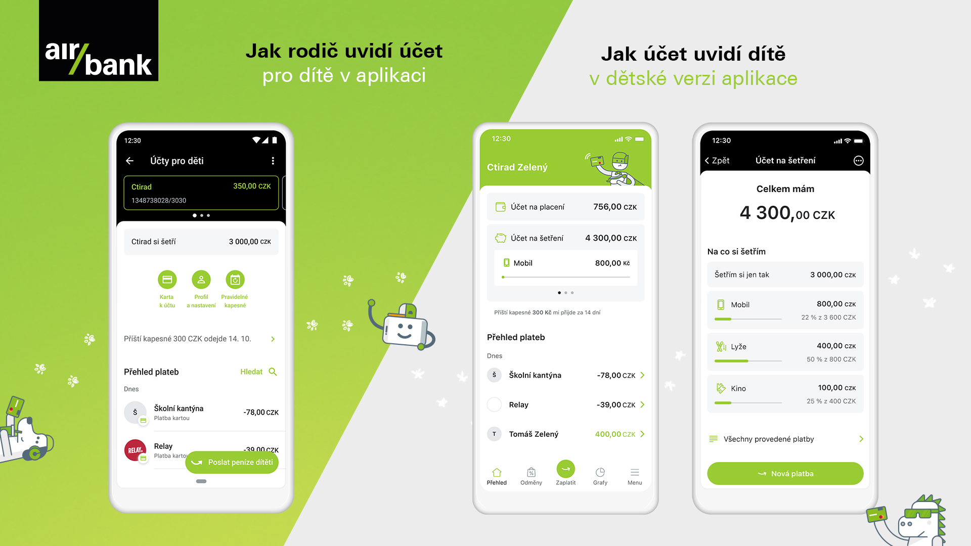 Pravidelné kapesné, šetření s úrokem i snadná kontrola. Air Bank pomůže rodičům uvést děti do ...